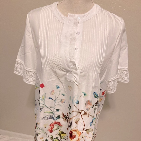MISSLOOK | Tops | Miss Look Cottage Core Pleated Floral Ruffled | Poshmark